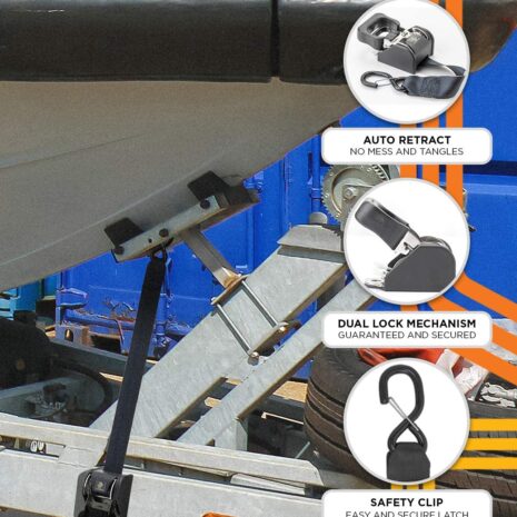 1 7/8in Dual Lock Stainless Steel Transom Retractable Ratchet Strap ...