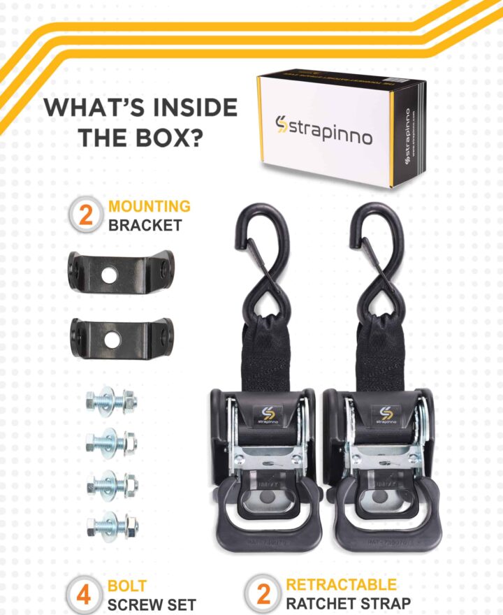 1 7/8 in x 4ft Dual Lock Transom Retractable Ratchet Strap-Steel, Black ...