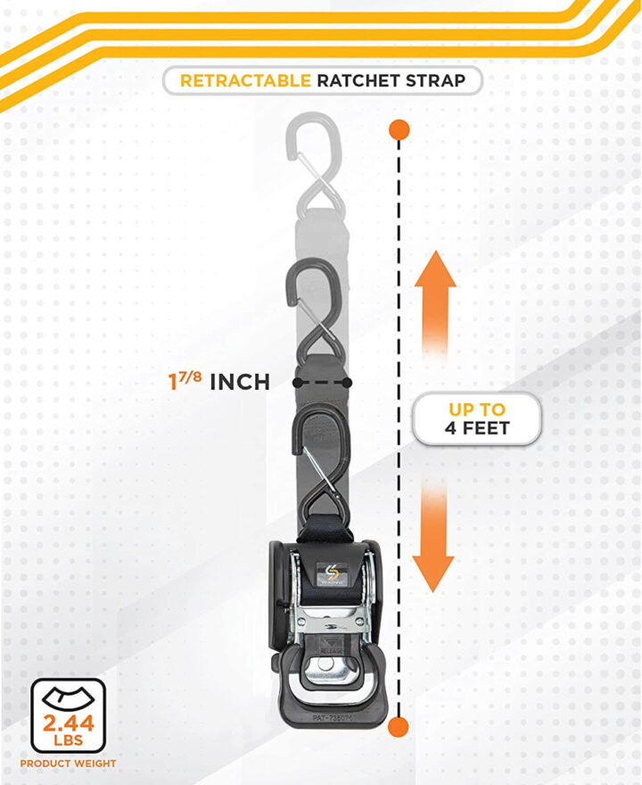 1 7/8in Dual Lock Steel Transom Retractable Ratchet Strap (Permanently ...