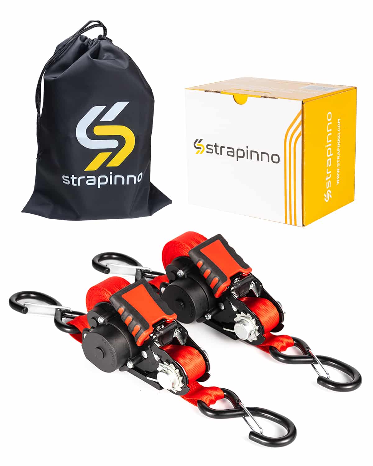 1 in x 12 ft Retractable Ratchet Straps - Strapinno