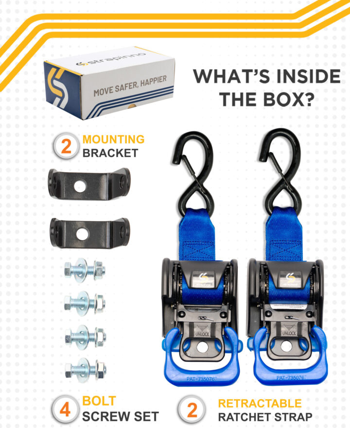 1 7/8 in x 4 ft Dual Lock Transom Retractable Ratchet Strap- Steel ...